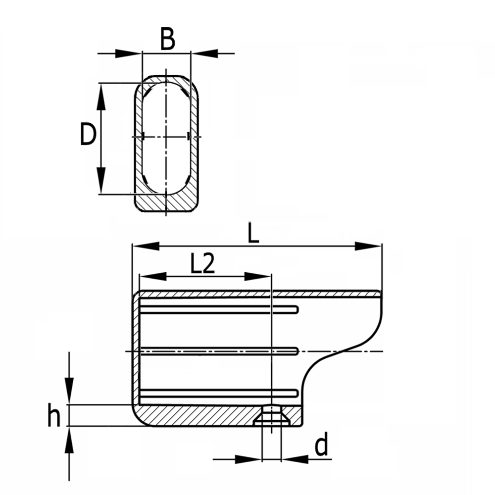 Stand off feet PP for flat oval tube - Verpas B.V.